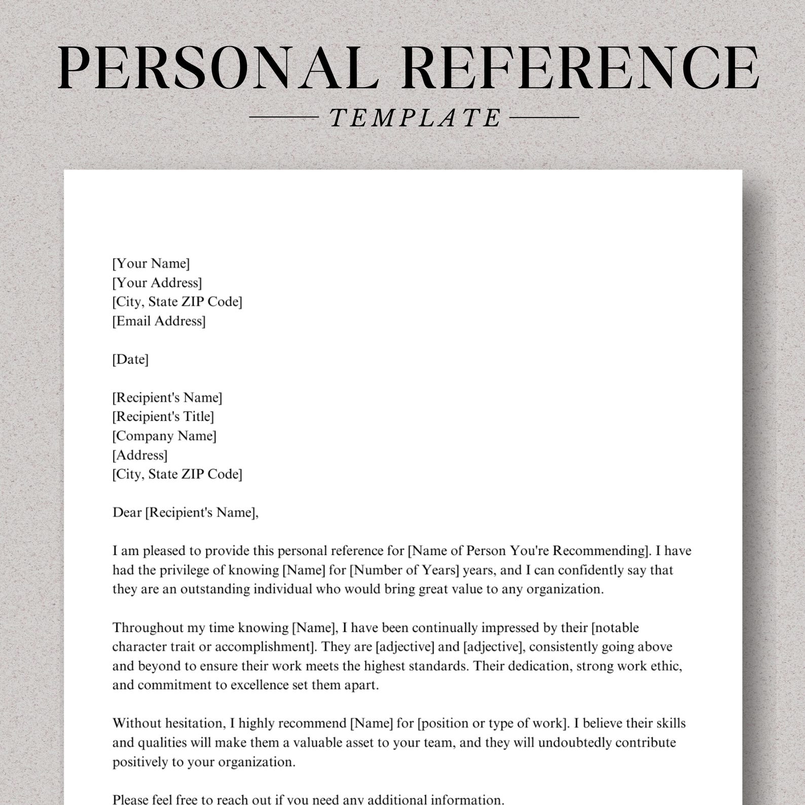 Personal Reference Letter Template Google Docs Word Canva ...