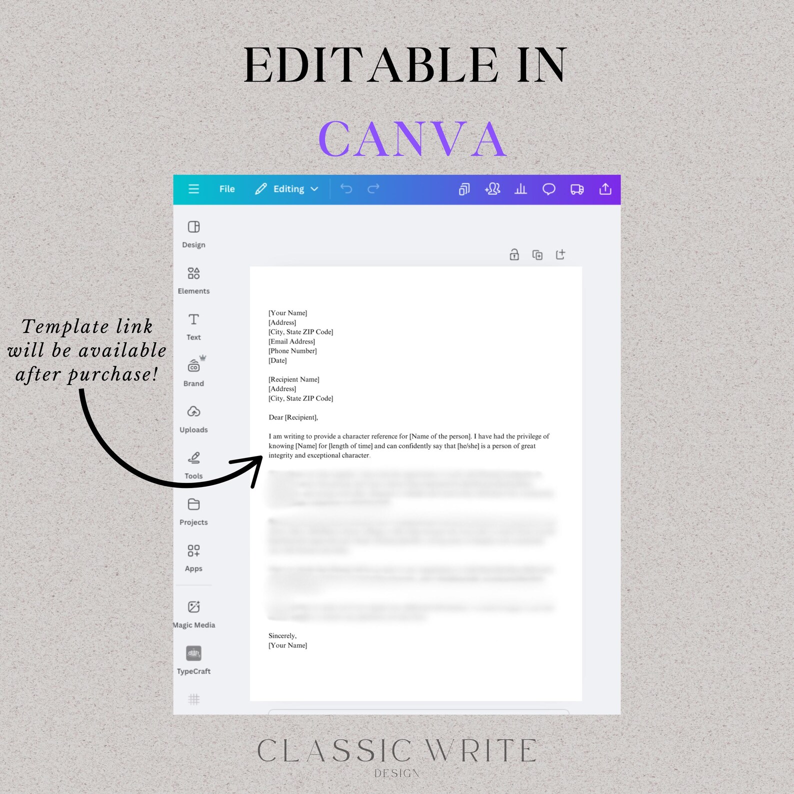 Character Reference Letter Template Google Docs Word Canva ...