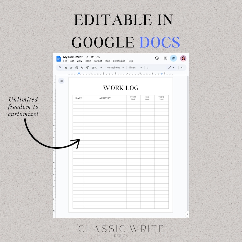 Work Log Printable Time Log Time Tracker Working Hours Log Activity ...