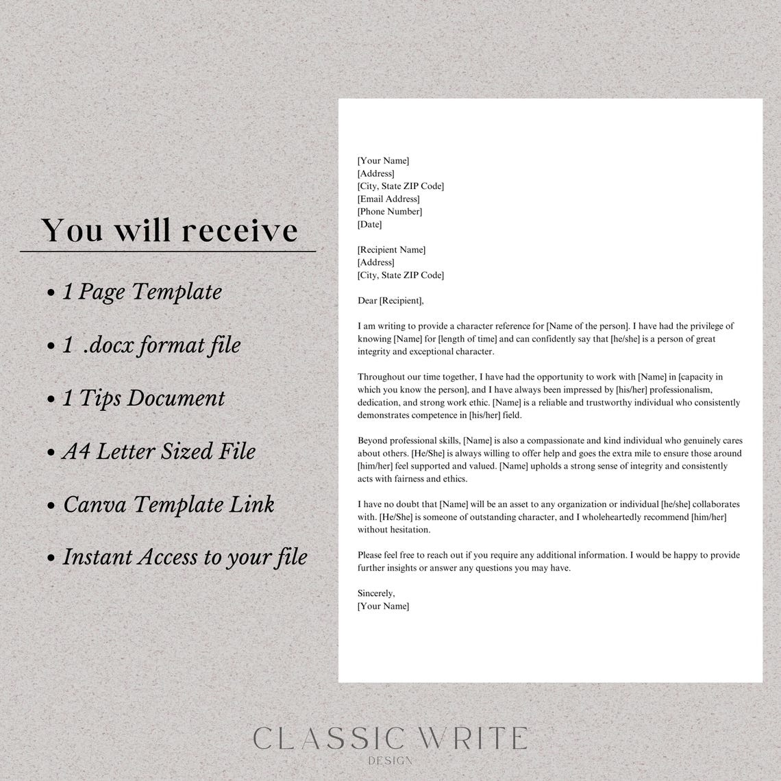 Character Reference Letter Template Google Docs Word Canva ...