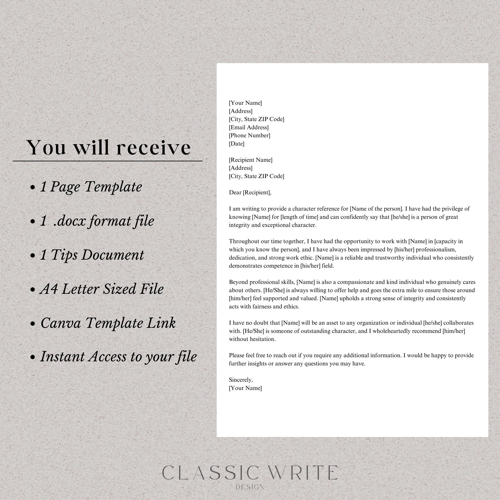 Character Reference Letter Template Google Docs Word Canva ...