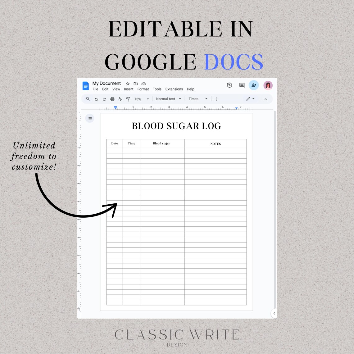 Blood Sugar Log Template Printable Adobe PDF Canva Word Docs Blood ...