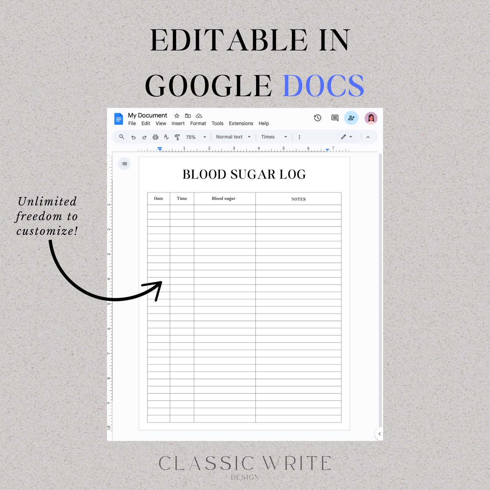 Blood Sugar Log Template Printable Adobe PDF Canva Word Docs Blood ...