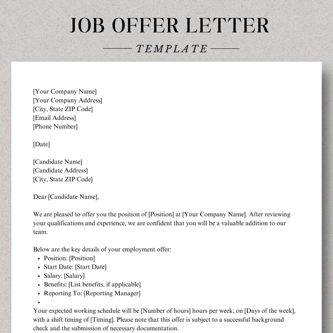 Job Offer Letter Professional Job Offer Letter Template Google Docs ...