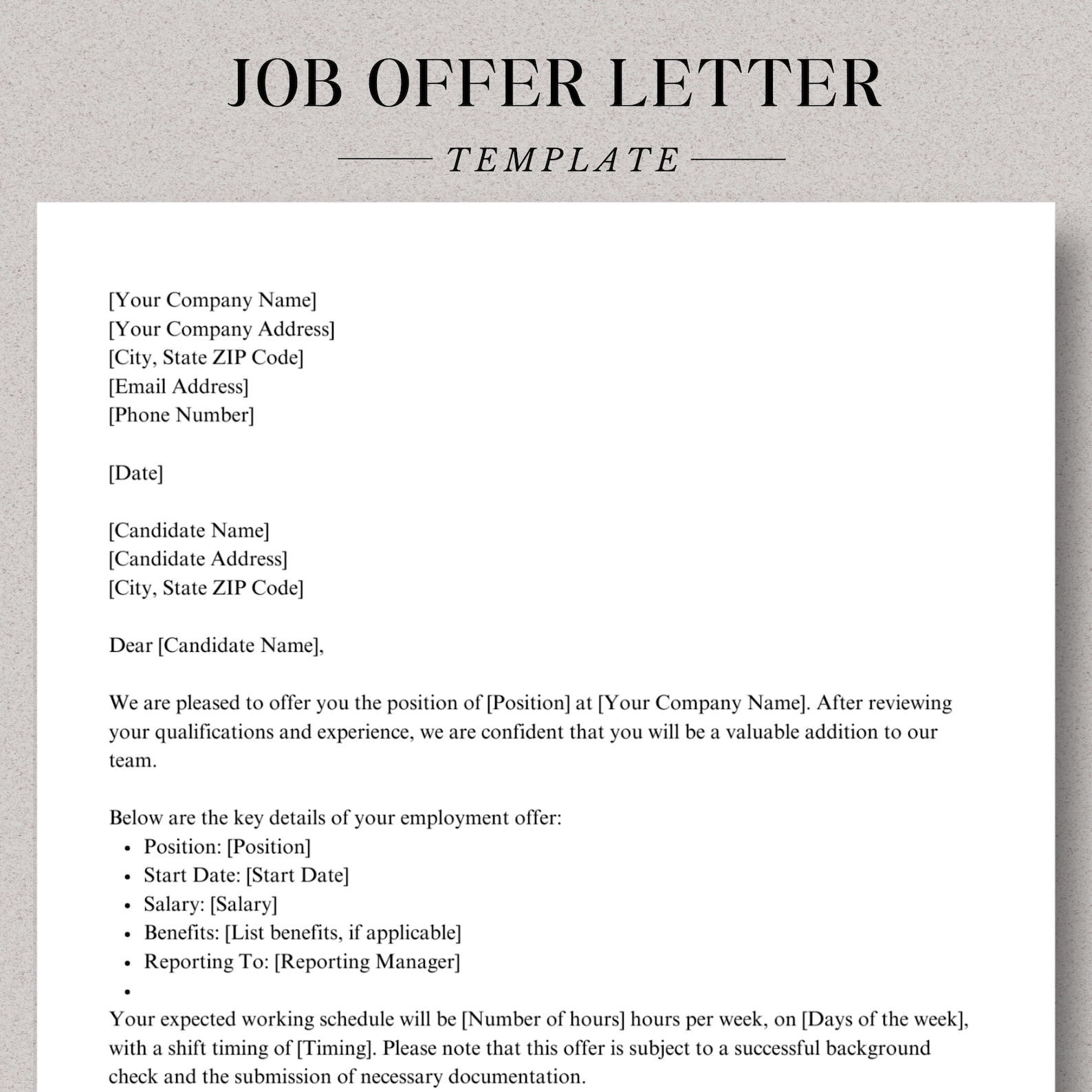 Job Offer Letter Professional Job Offer Letter Template Google Docs ...