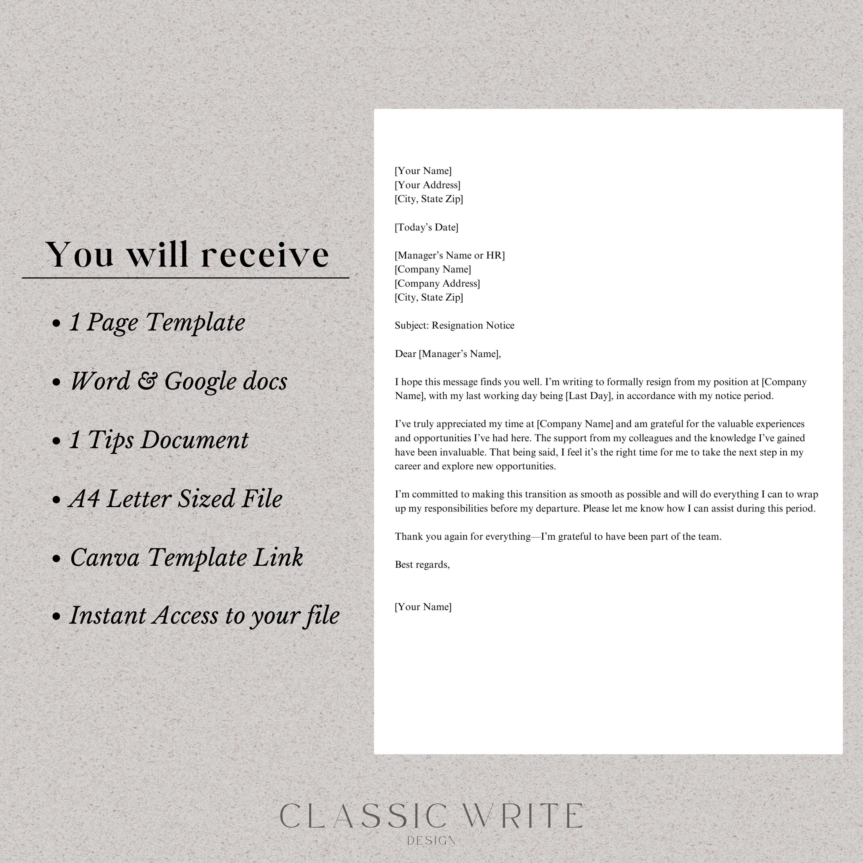 Resignation Letter Professional Job Resignation Letter Template Google ...
