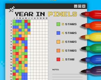Year in Pixels Planner Page Printable Journal Page Daily Mod Tracker ...