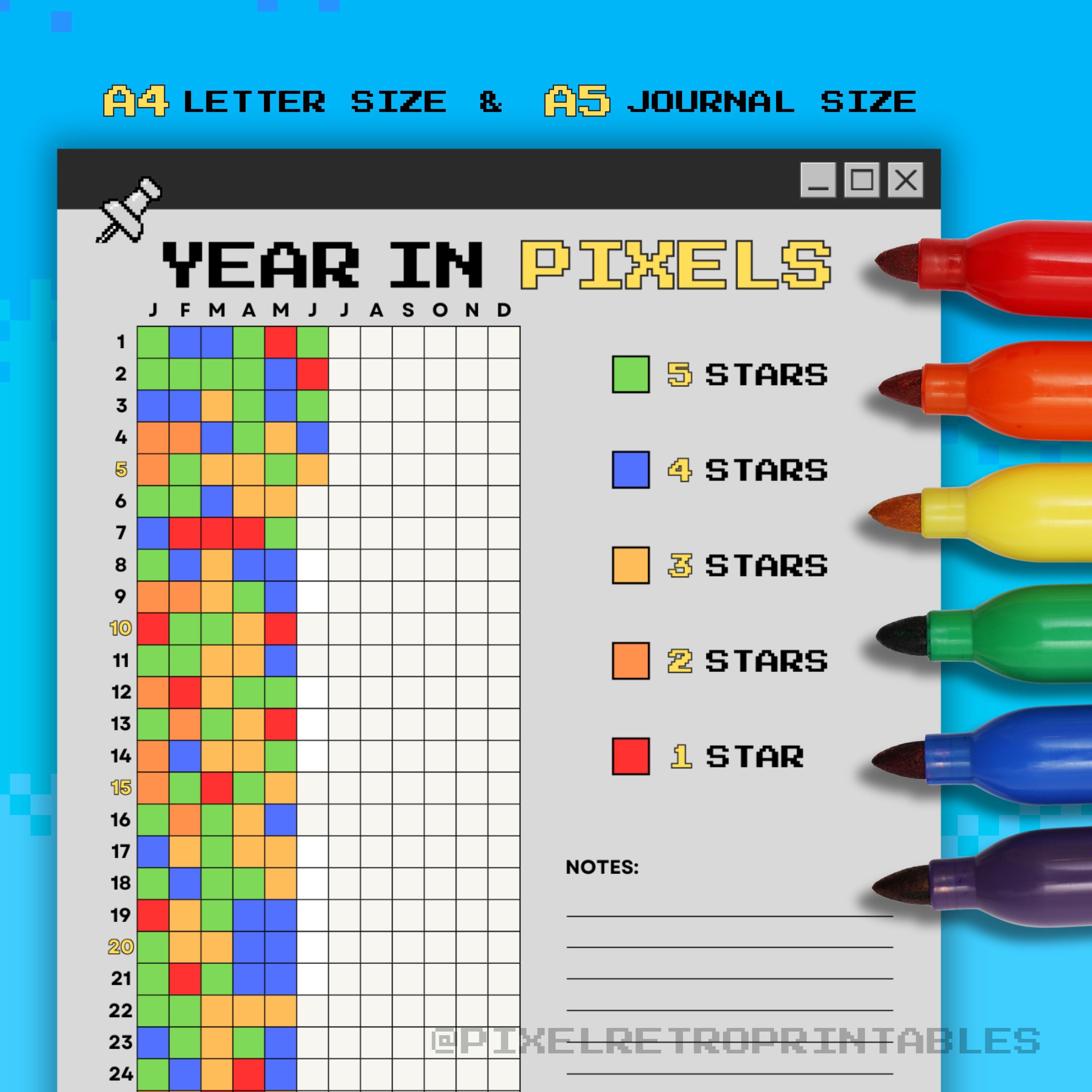 Year in Pixels Digital Planner PRINTABLE Journal Page Planner Page ...