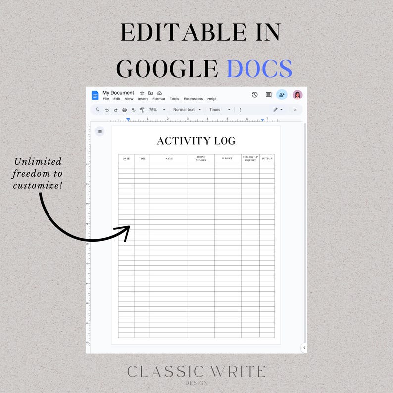Activity Log Activity Phone Log Tracker Template Activity and Follow-up ...