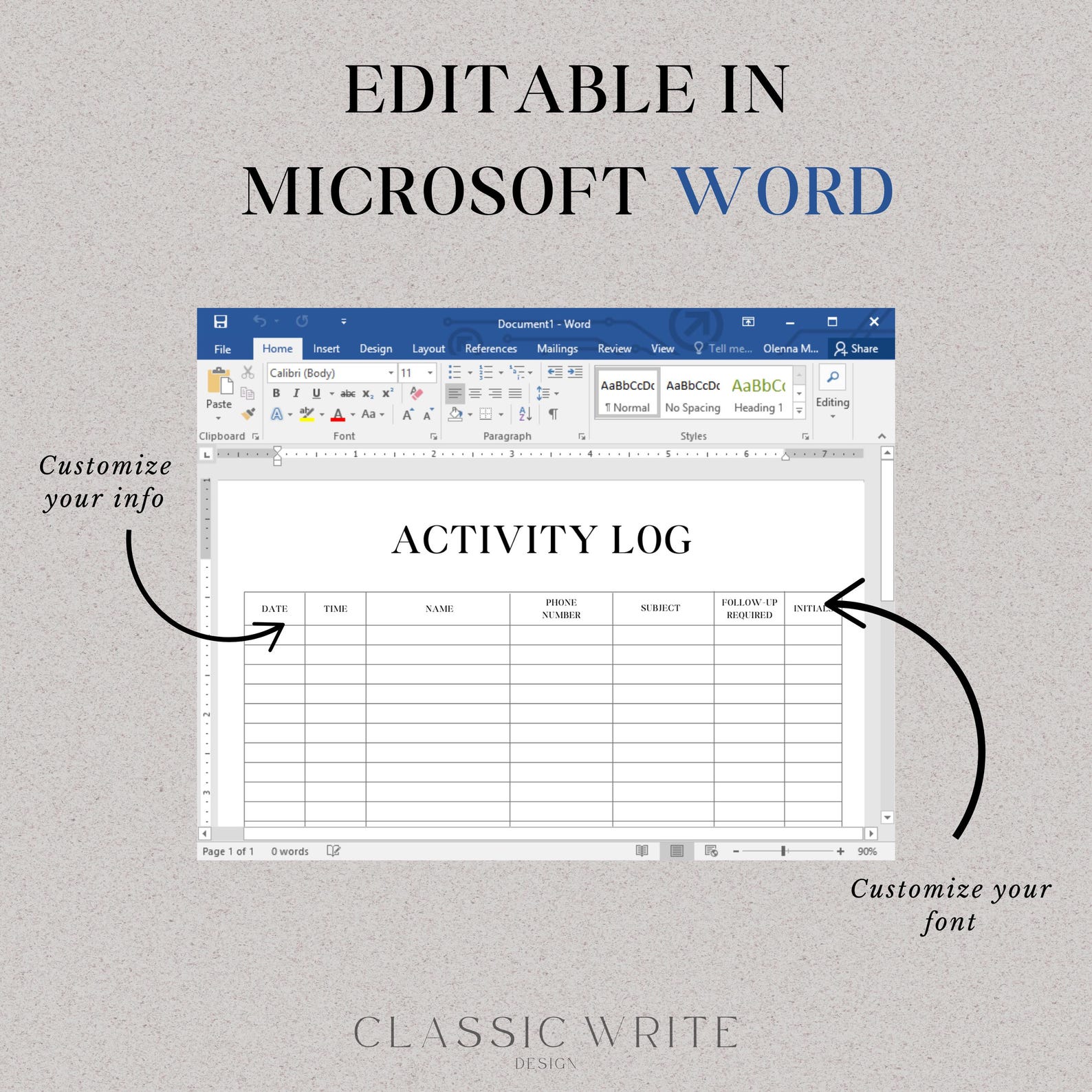 Activity Log Activity Phone Log Tracker Template Activity and Follow-up ...