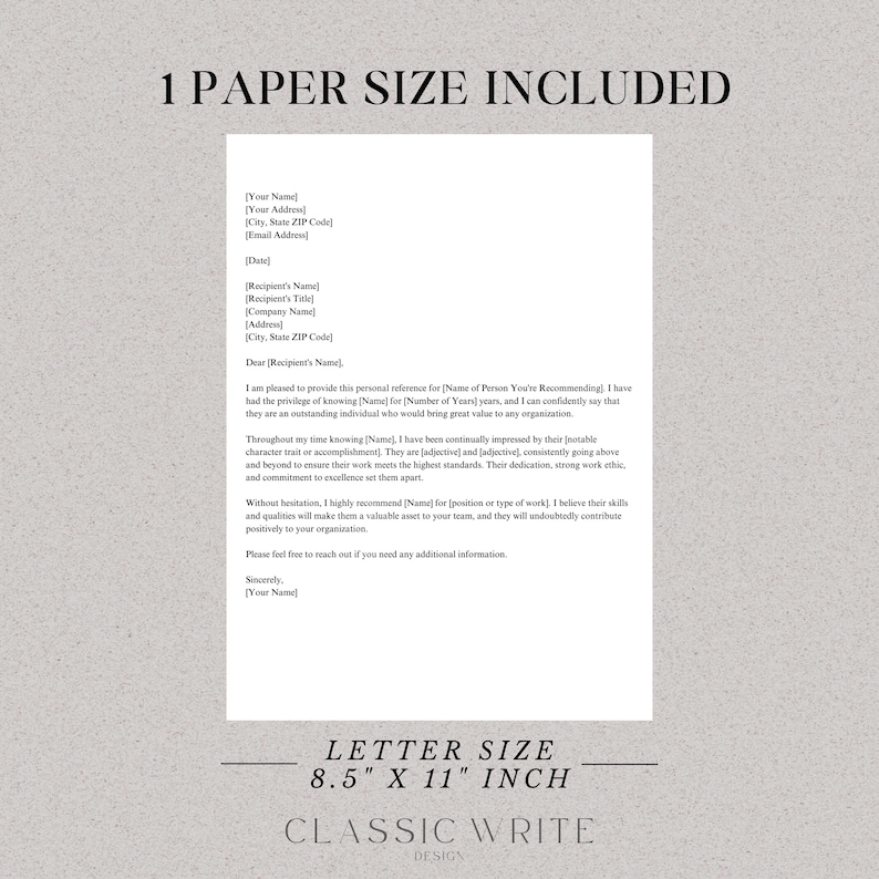 Personal Reference Letter Template Google Docs Word Canva ...