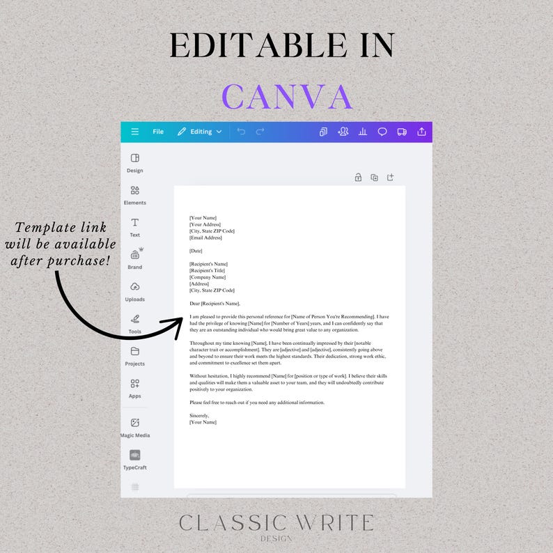 Personal Reference Letter Template Google Docs Word Canva ...