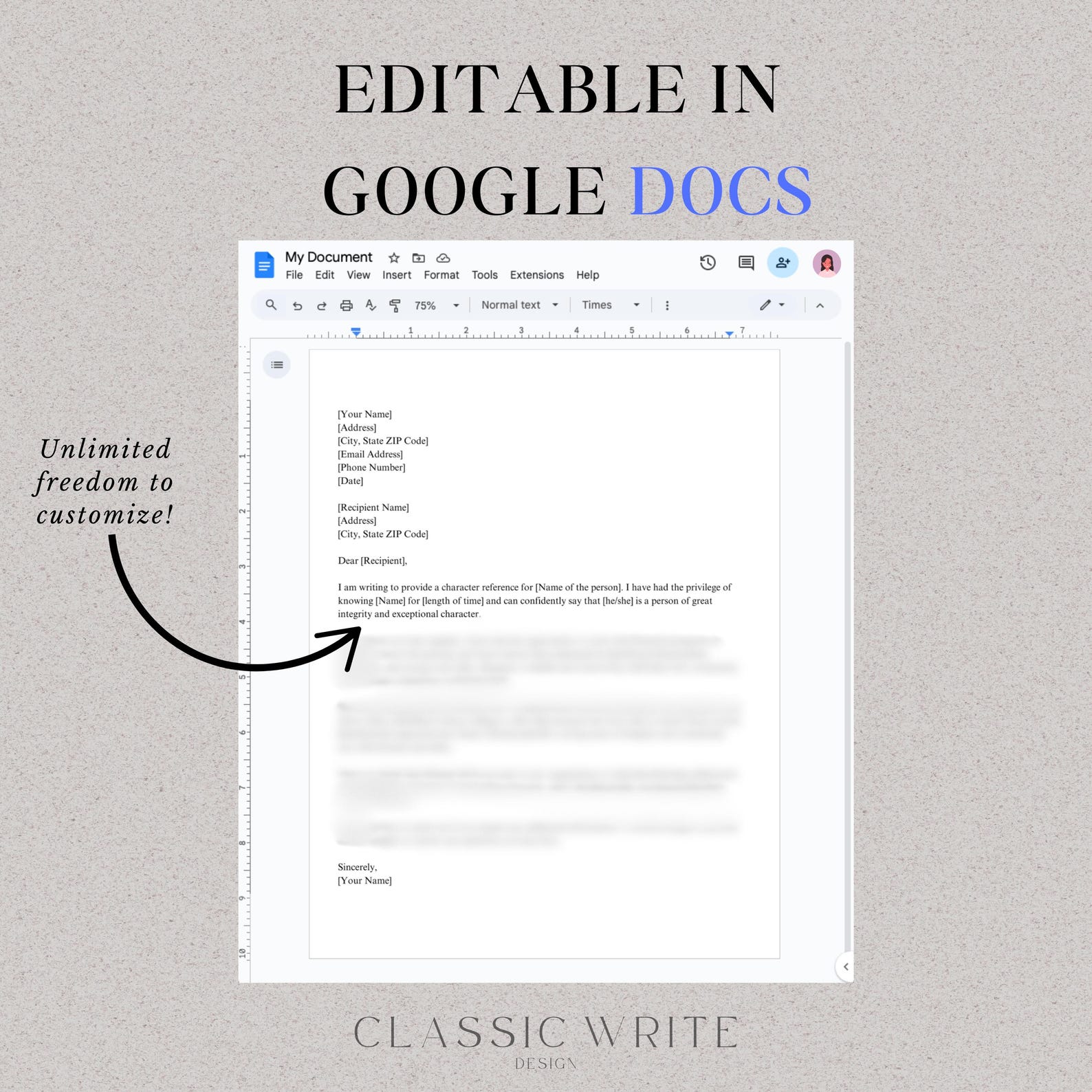 Character Reference Letter Template Google Docs Word Canva ...