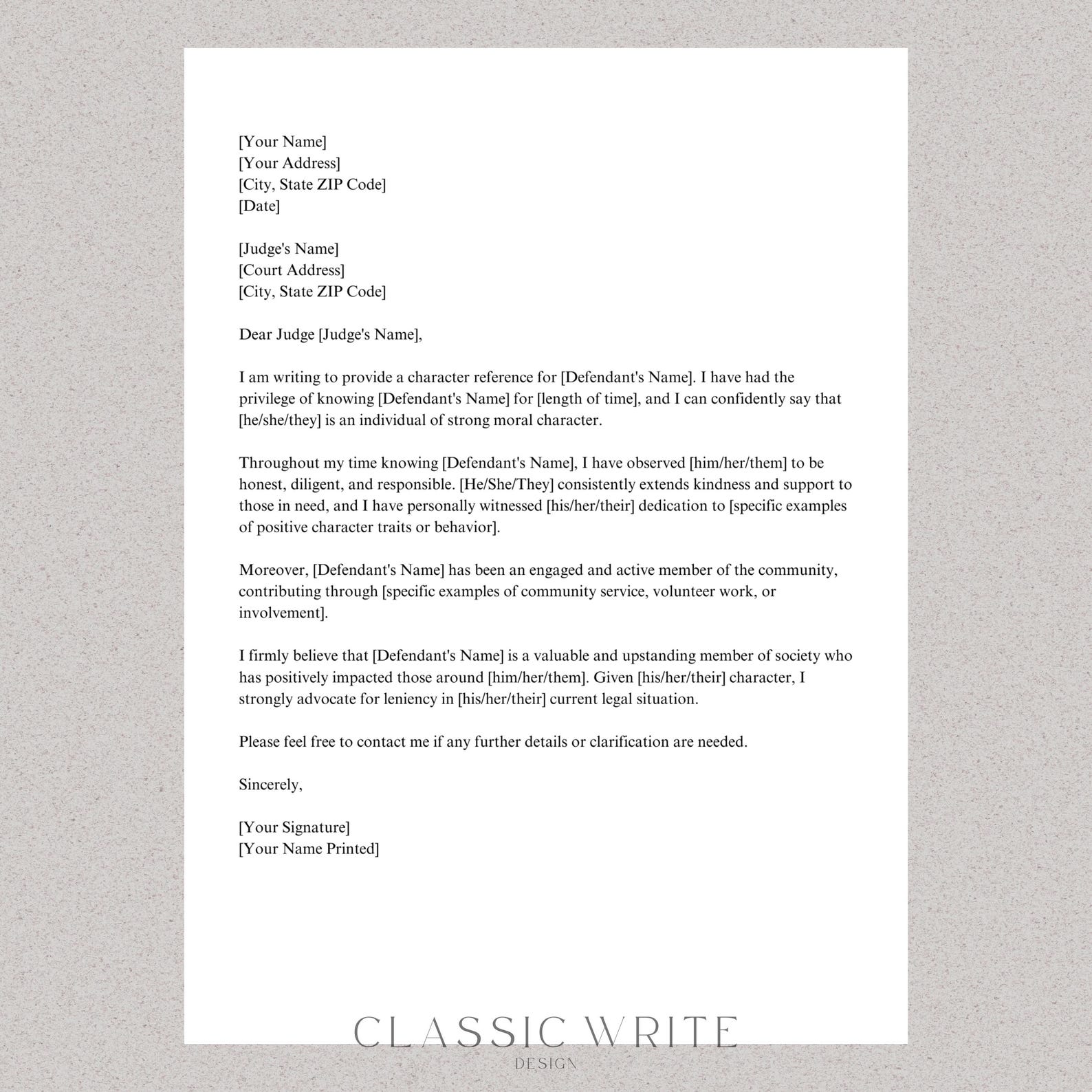 Court Character Reference Letter Template Court Letter Legal Reference ...