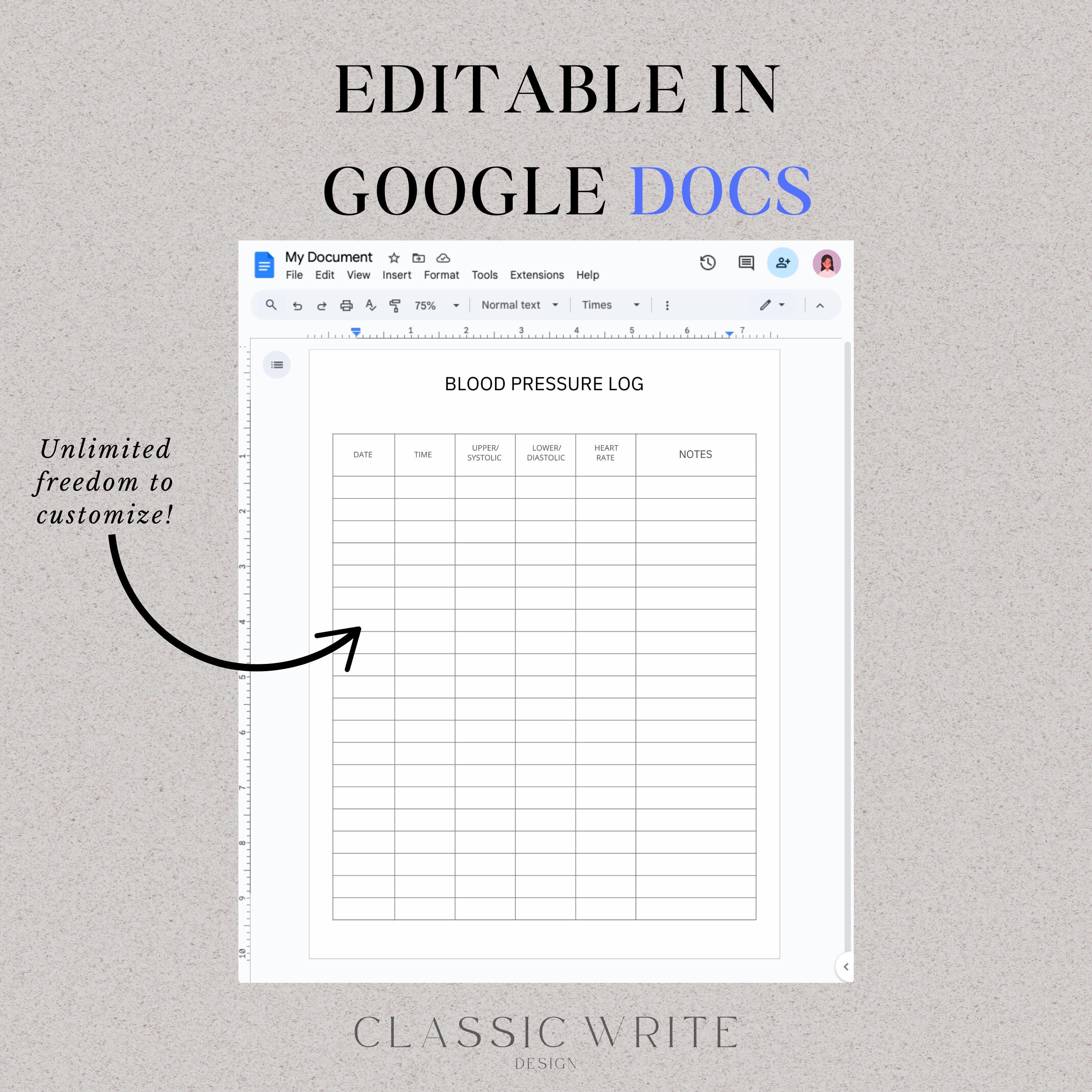 Blood Pressure Log Template Editable Adobe Canva PDF Blood Pressure ...