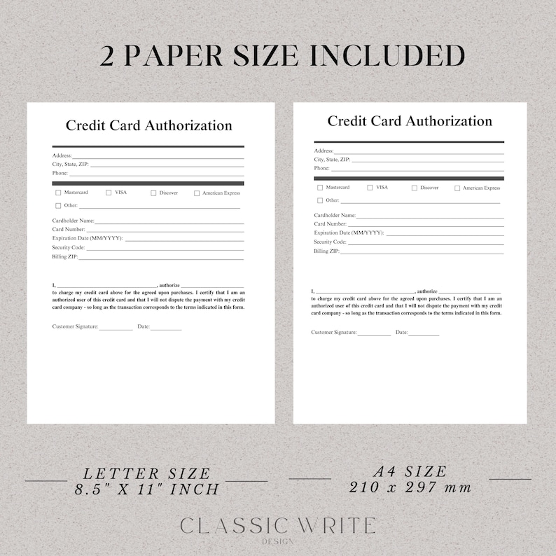 Credit Card Authorization Word Google Docs Adobe PDF Credit Card ...