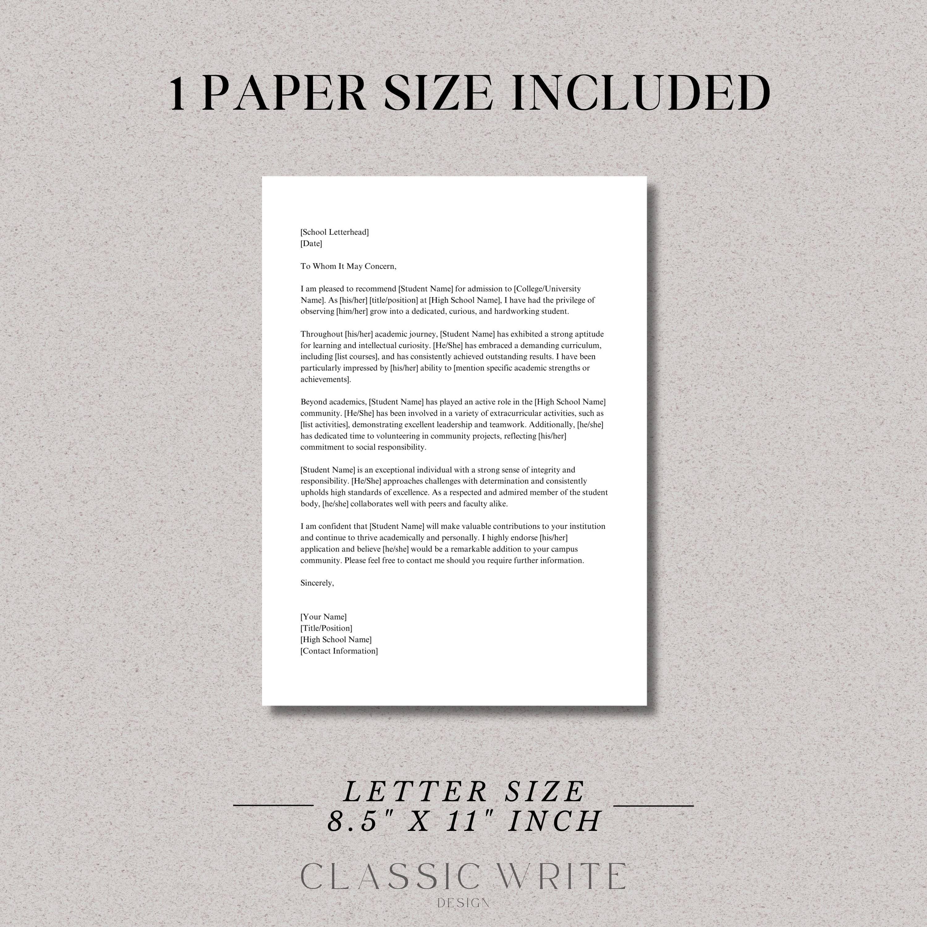 College Recommendation Letter Template Admission Scholarship Teacher ...