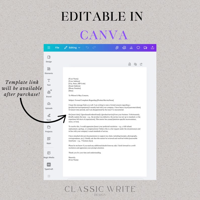Complaint Form Letter Template Google Docs Word Canva Complaint Letter ...