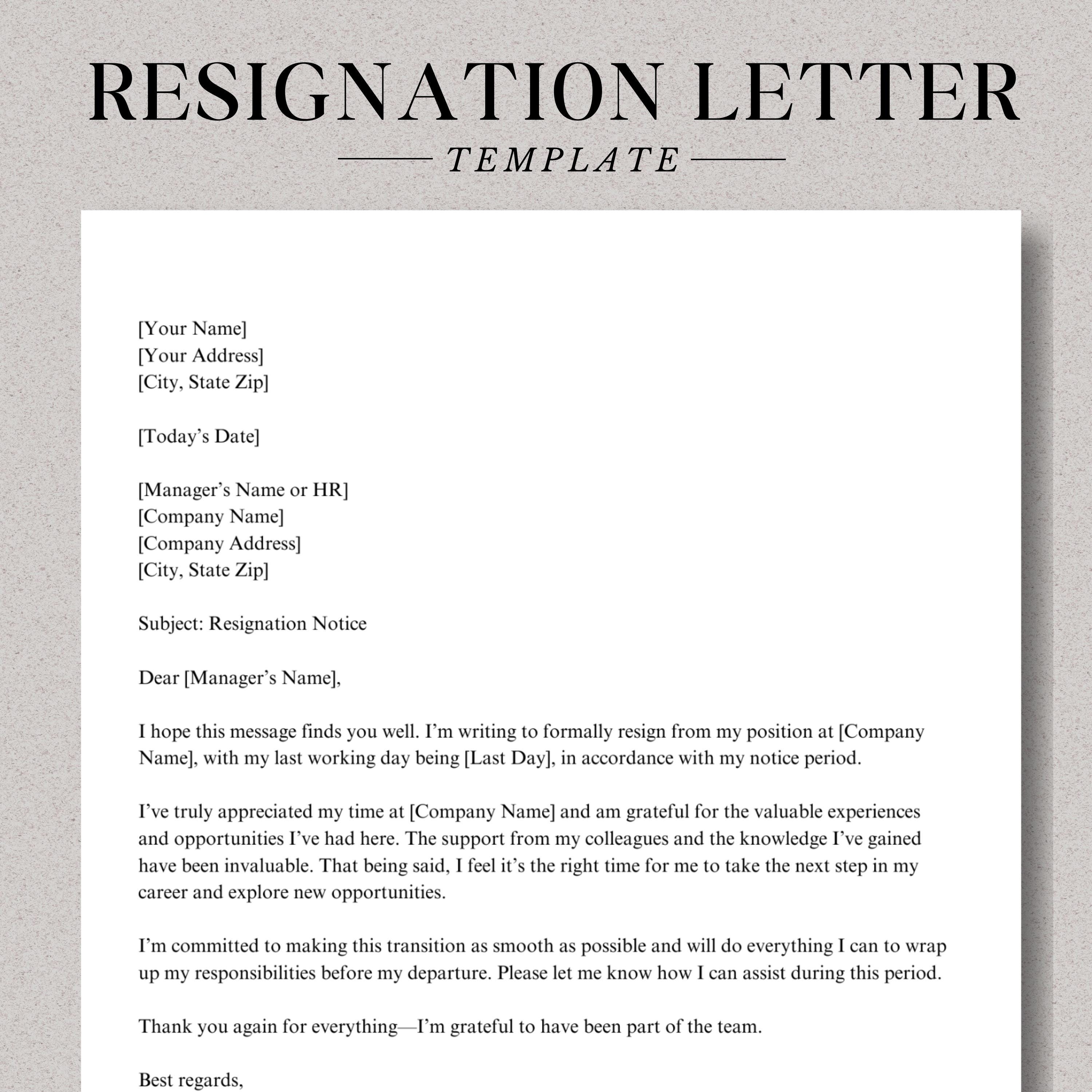 Resignation Letter Professional Job Resignation Letter Template Google ...
