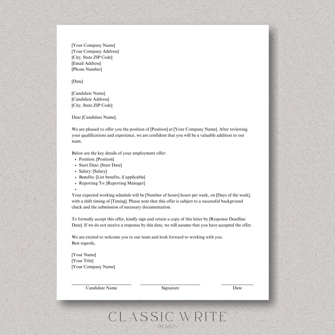 Job Offer Letter Professional Job Offer Letter Template Google Docs ...