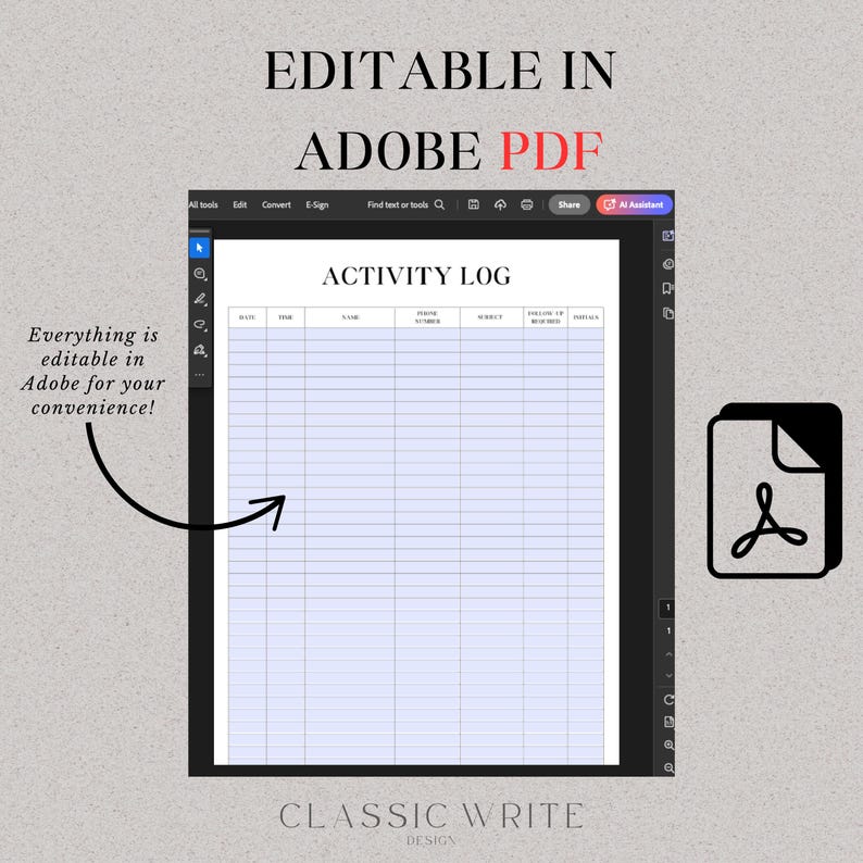 Activity Log Activity Phone Log Tracker Template Activity and Follow-up ...