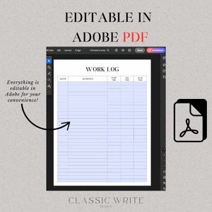 Work Log Printable Time Log Time Tracker Working Hours Log Activity ...