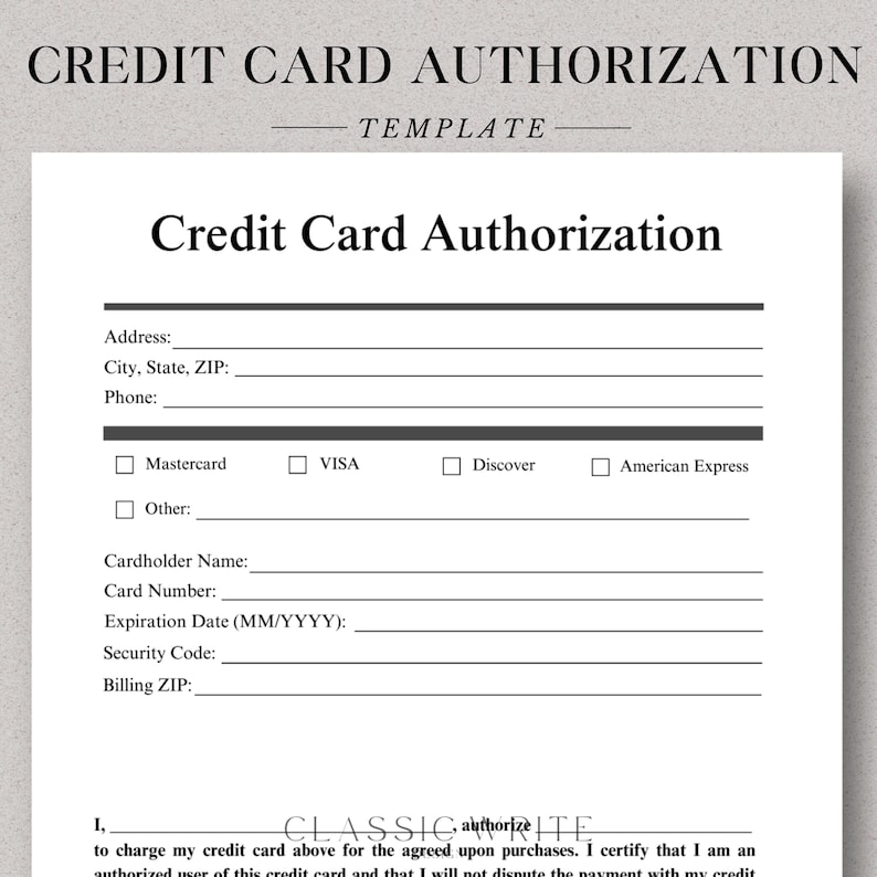 Credit Card Authorization Word Google Docs Adobe PDF Credit Card ...