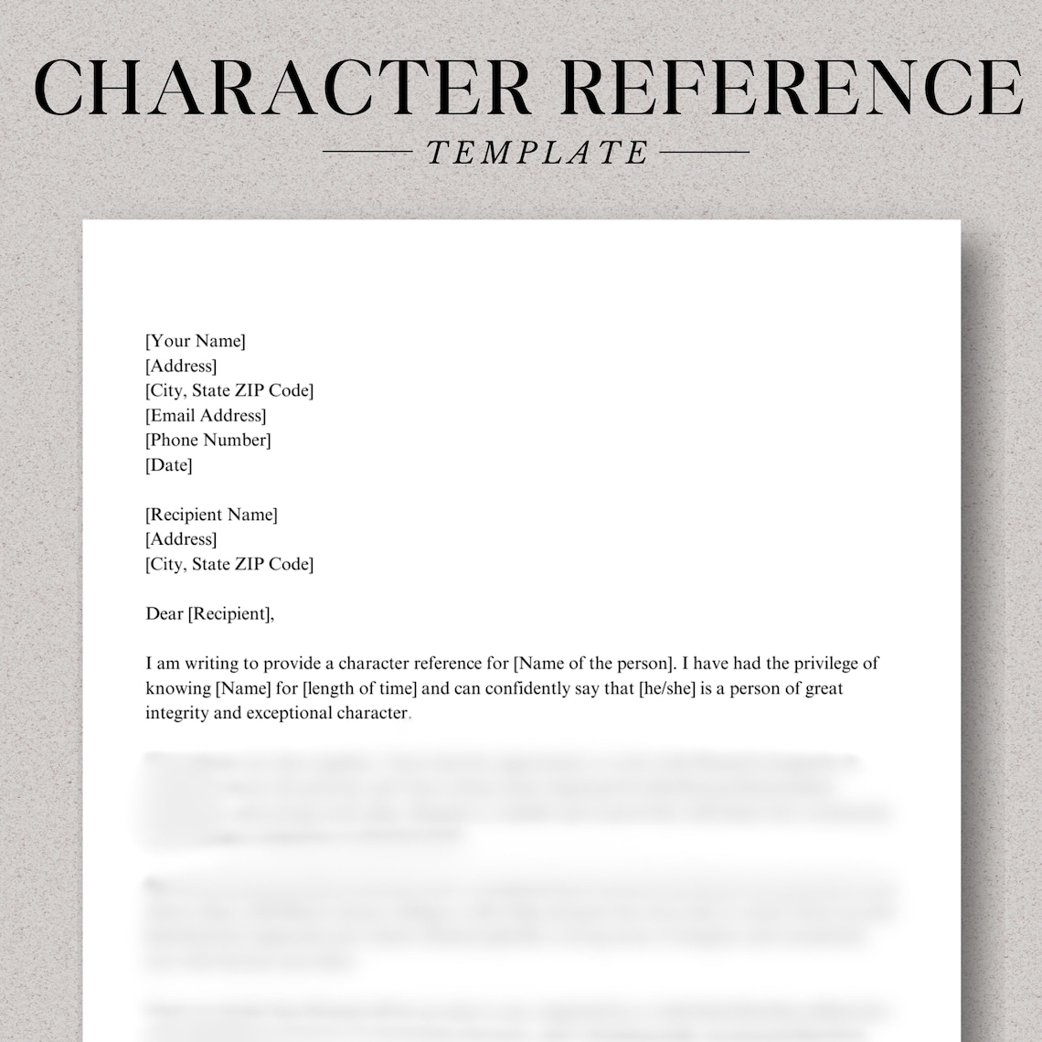 Character Reference Letter Template Google Docs Word Canva ...