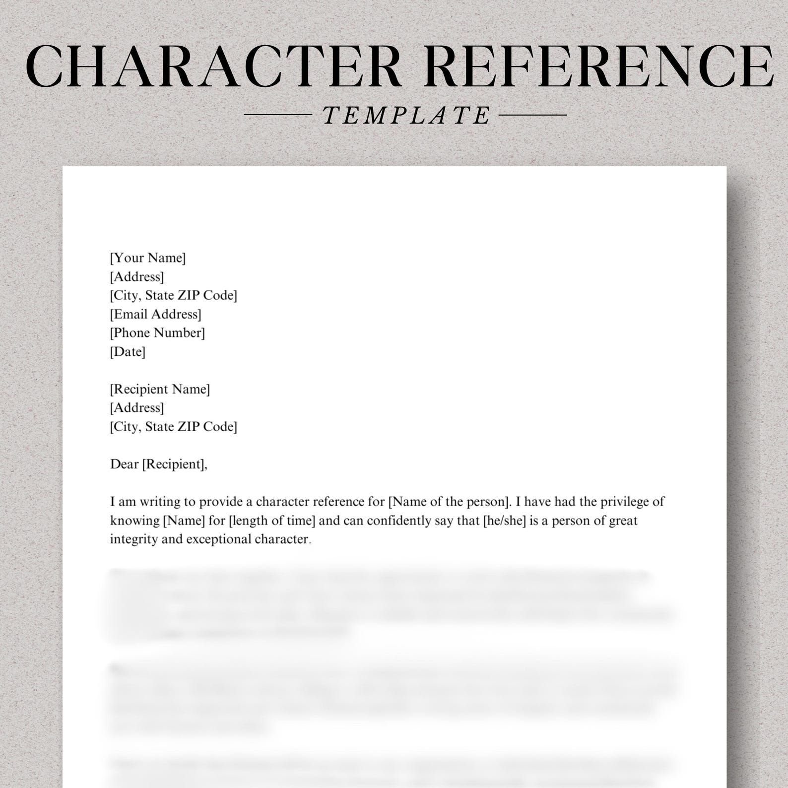 Character Reference Letter Template Google Docs Word Canva ...