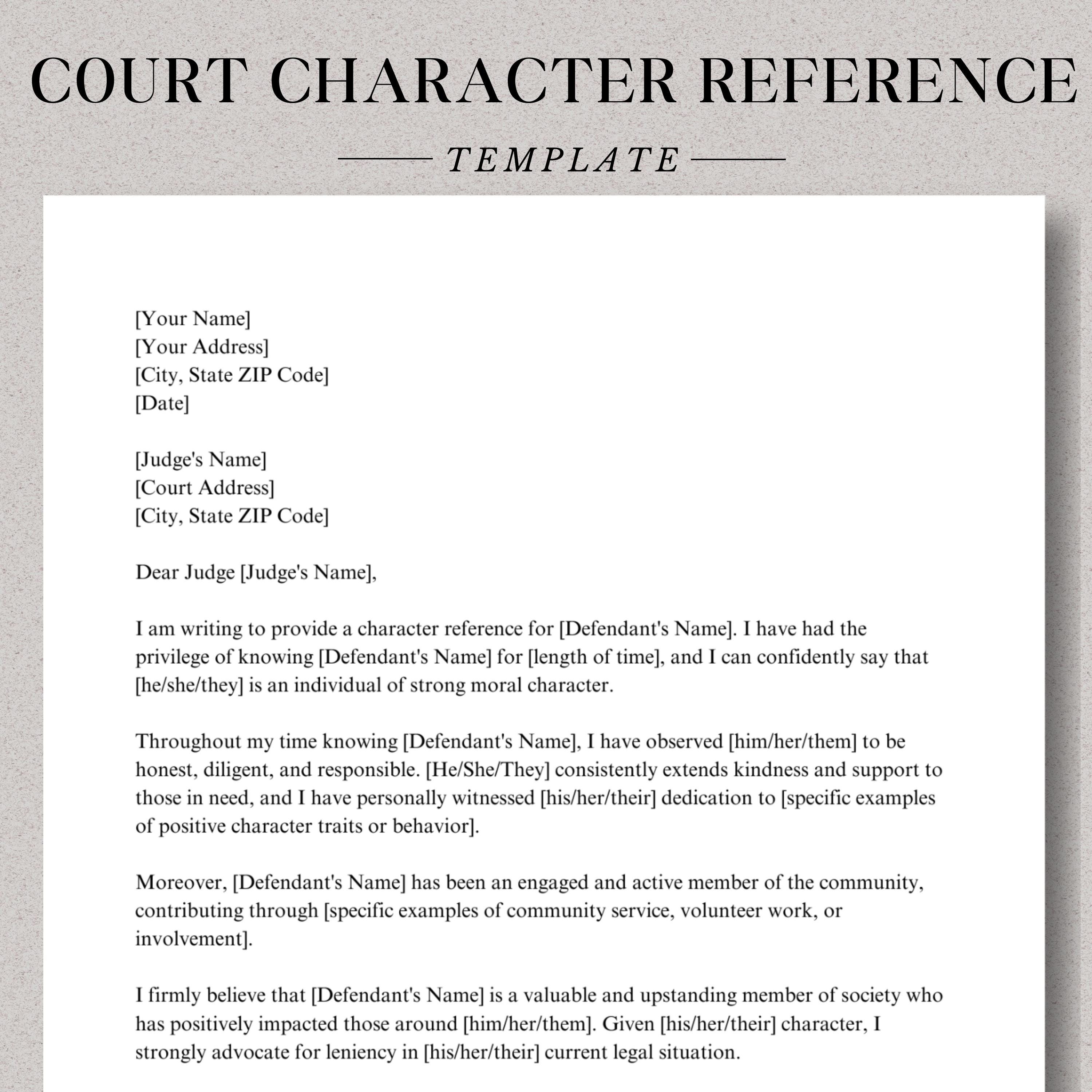 Court Character Reference Letter Template Court Letter Legal Reference ...