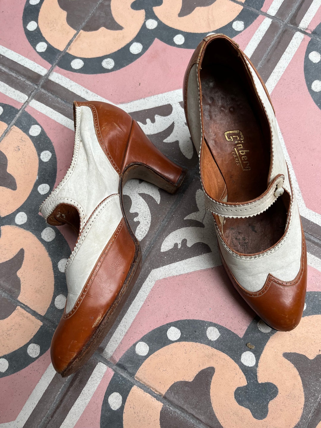 1920s White & Tan Leather Two Tone Spectator Co-respondent Brogue Day ...