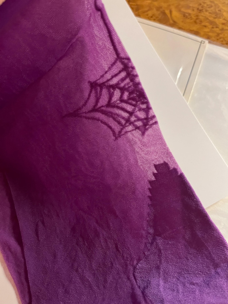 Charlotte Olympia Violet Seamed Tights With Spiderweb Detail Above Heel ...
