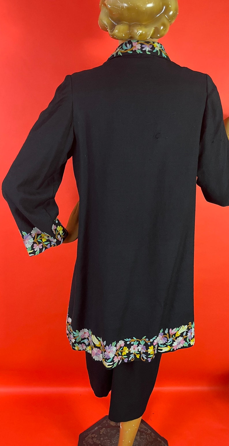 Gorgeous 1930s Embroidered Wool Coat With Collar, Chainstitch Wool ...