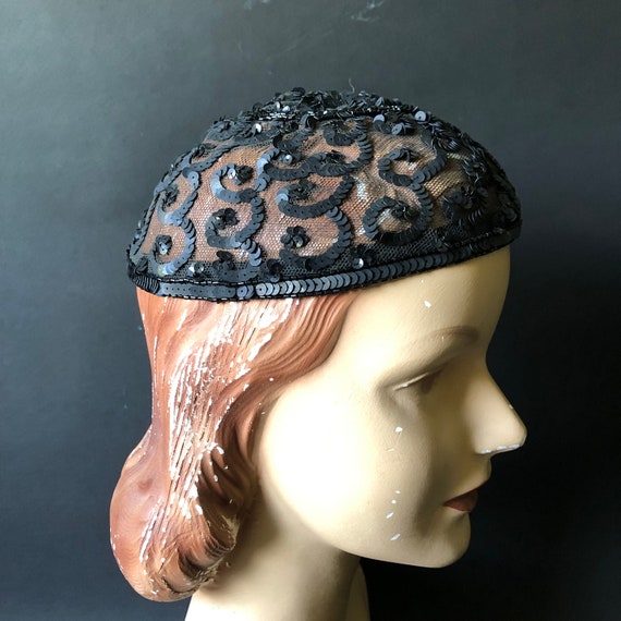 1920s French Sequinned and Beaded Skull Cap Black Excellent - Etsy
