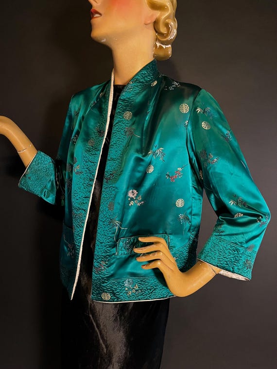 1950s Chinese Silk Fully Reversible Open Front Jacket… - Gem