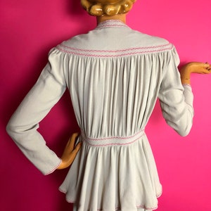 Incredible 1970s Alice Pollock Pale Dove Grey 1940s Style Moss Crepe ...