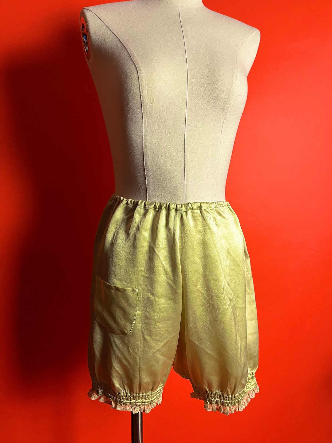 1920s Green Satin Bloomers With Lace Trim and Little Pocket, A Bit AS ...