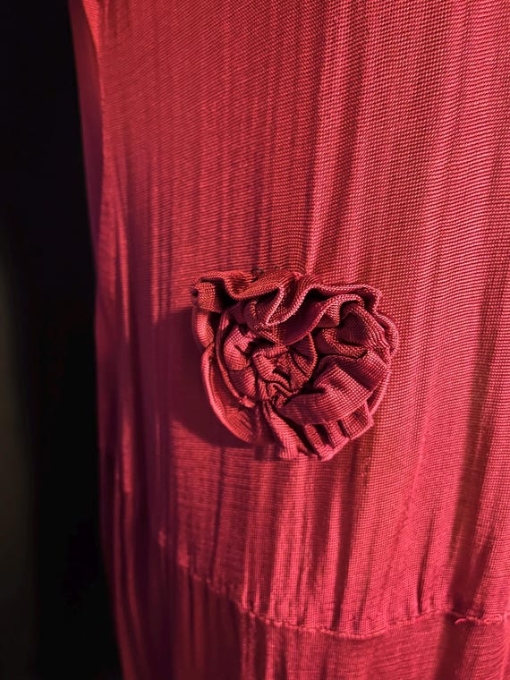 1920s Raspberry Pink Silk Jersey Dress, Drop Waist, S… - Gem