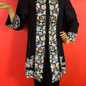 Gorgeous 1930s Embroidered Wool Coat With Collar, Chainstitch Wool ...