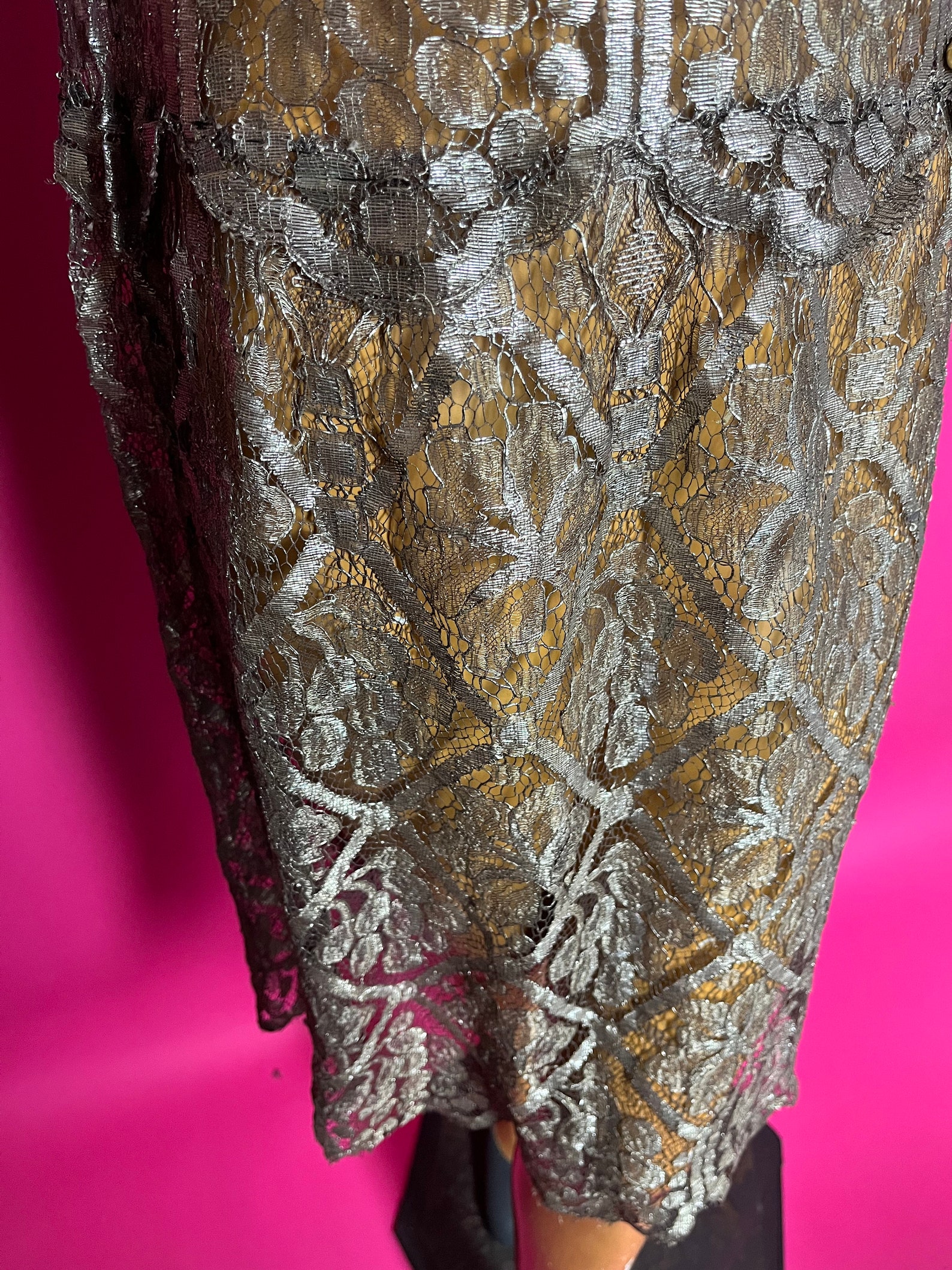 Stunning 1920s Silver Lamé Lace Flapper Dress, Almost Entirely Metal ...