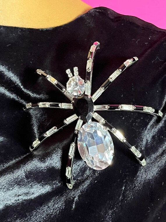 1980s Huge Rhinestone Tarantula Spider Brooch, Safety… - Gem