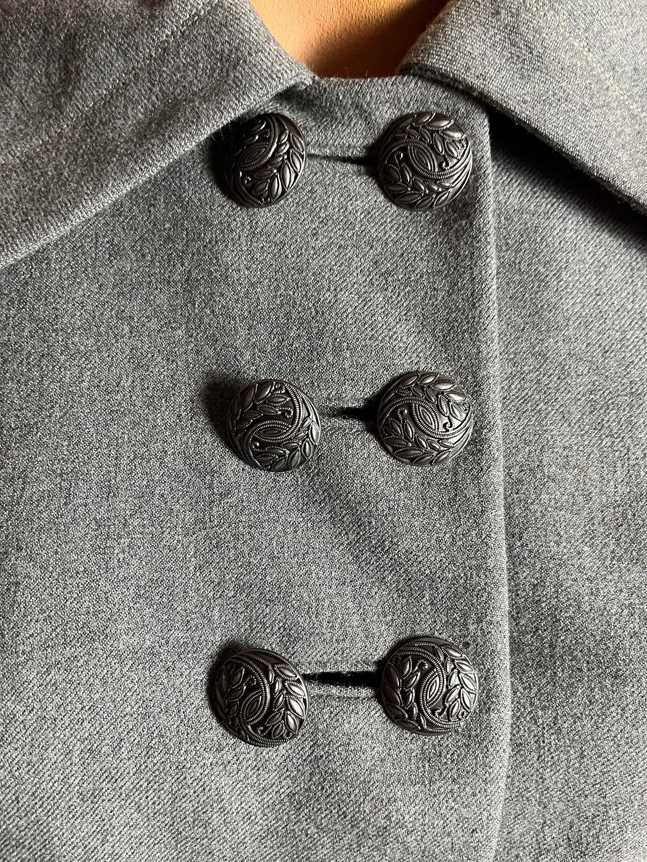 1940s 1950s Adele Simpson Grey Flannel Suit With Longer Equestrian Coat ...