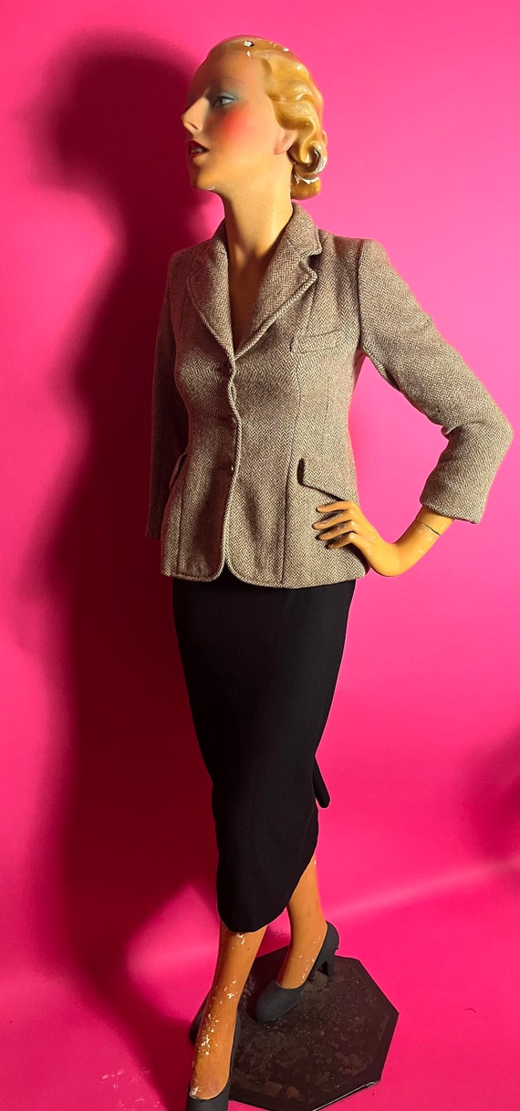 1940s 1950s Moseley Harris Tweed Hacking Jacket, Brow… - Gem