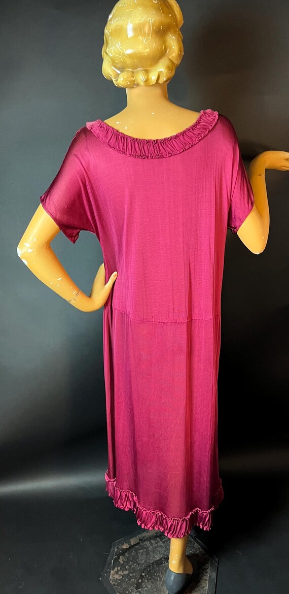 1920s Raspberry Pink Silk Jersey Dress, Drop Waist, S… - Gem