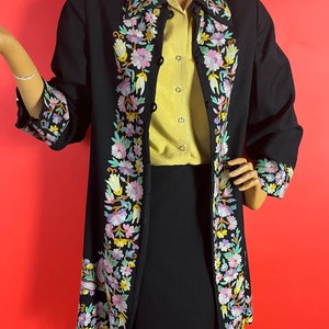Gorgeous 1930s Embroidered Wool Coat With Collar, Chainstitch Wool ...