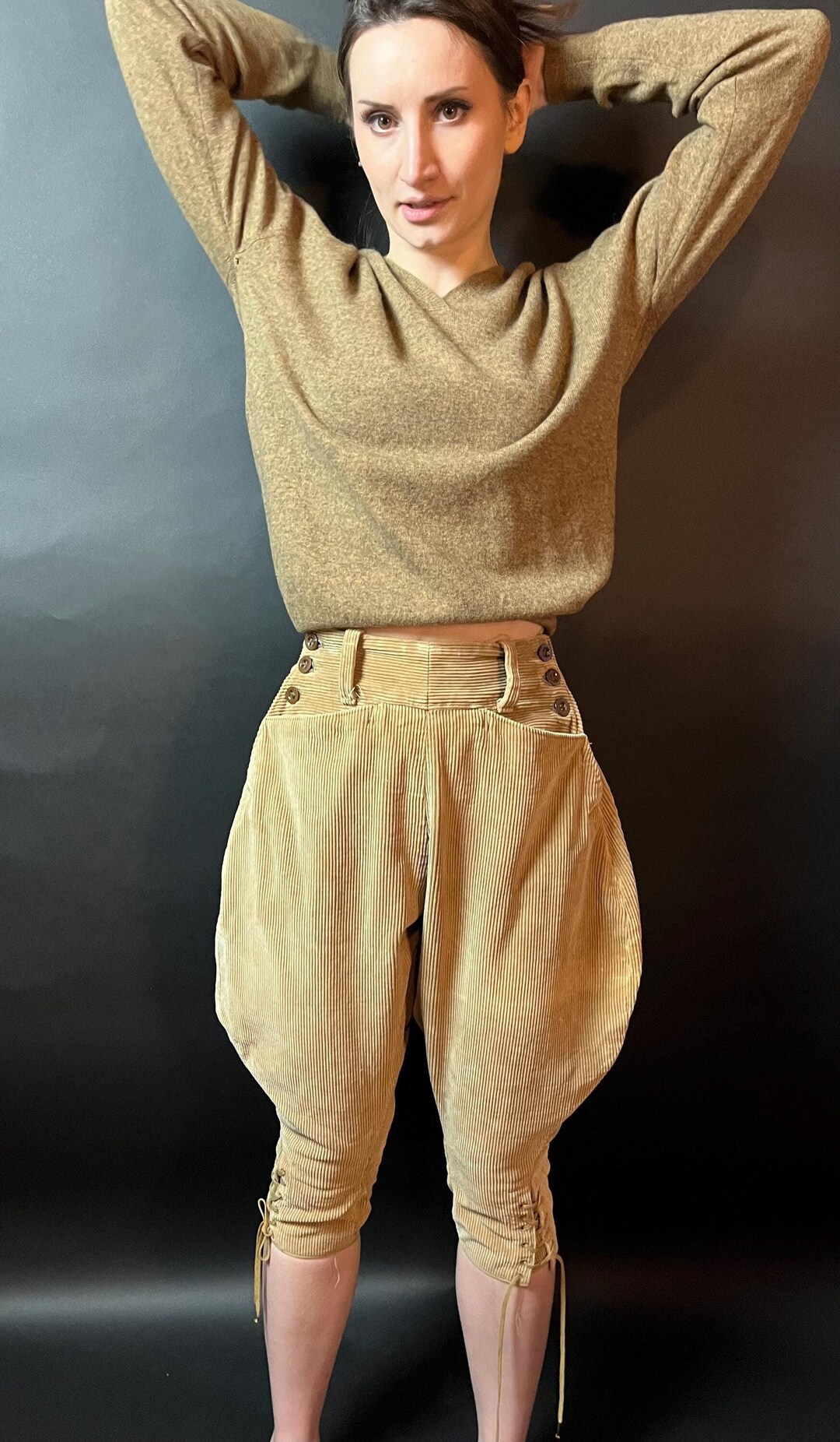 Original 1940s Women's Land Army Girl Golden Wide Cord Breeches, Size 0 ...