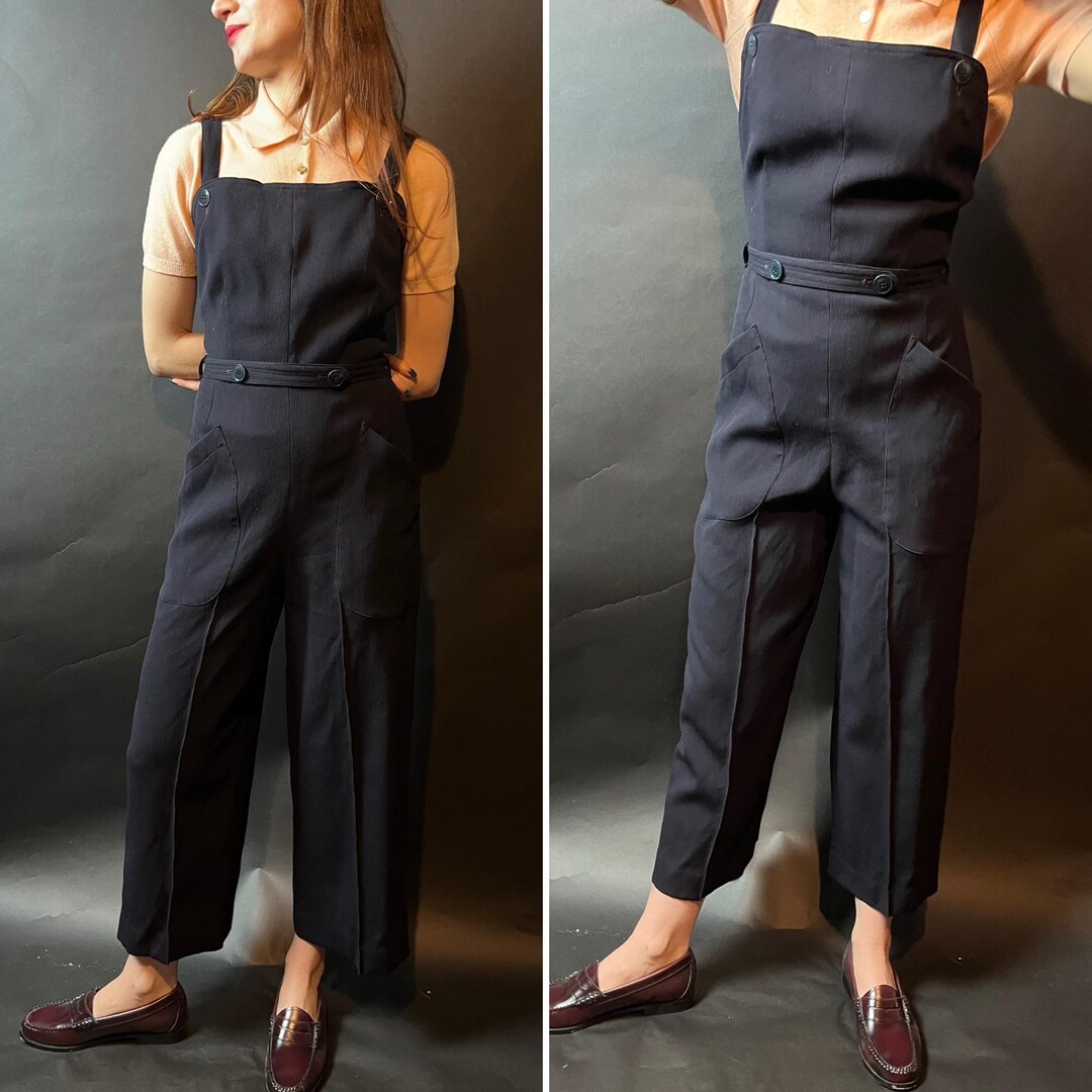 RARE 1920s 1930s Jaeger Wool Twill Cord Navy Blue Dungarees Overalls ...
