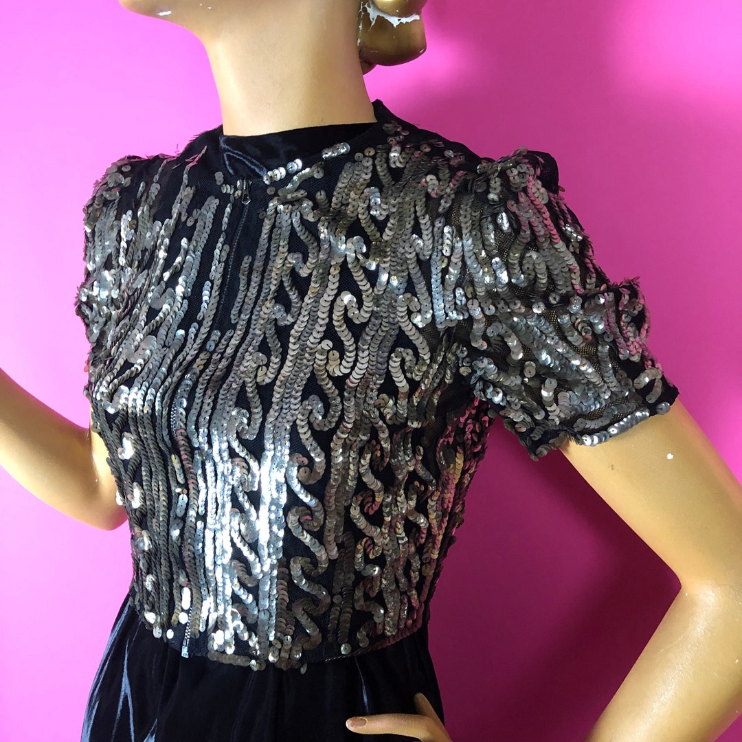 Gorgeous 1930s Silver Sequin on Mesh Talon Zip Front Jacket or Blouse ...