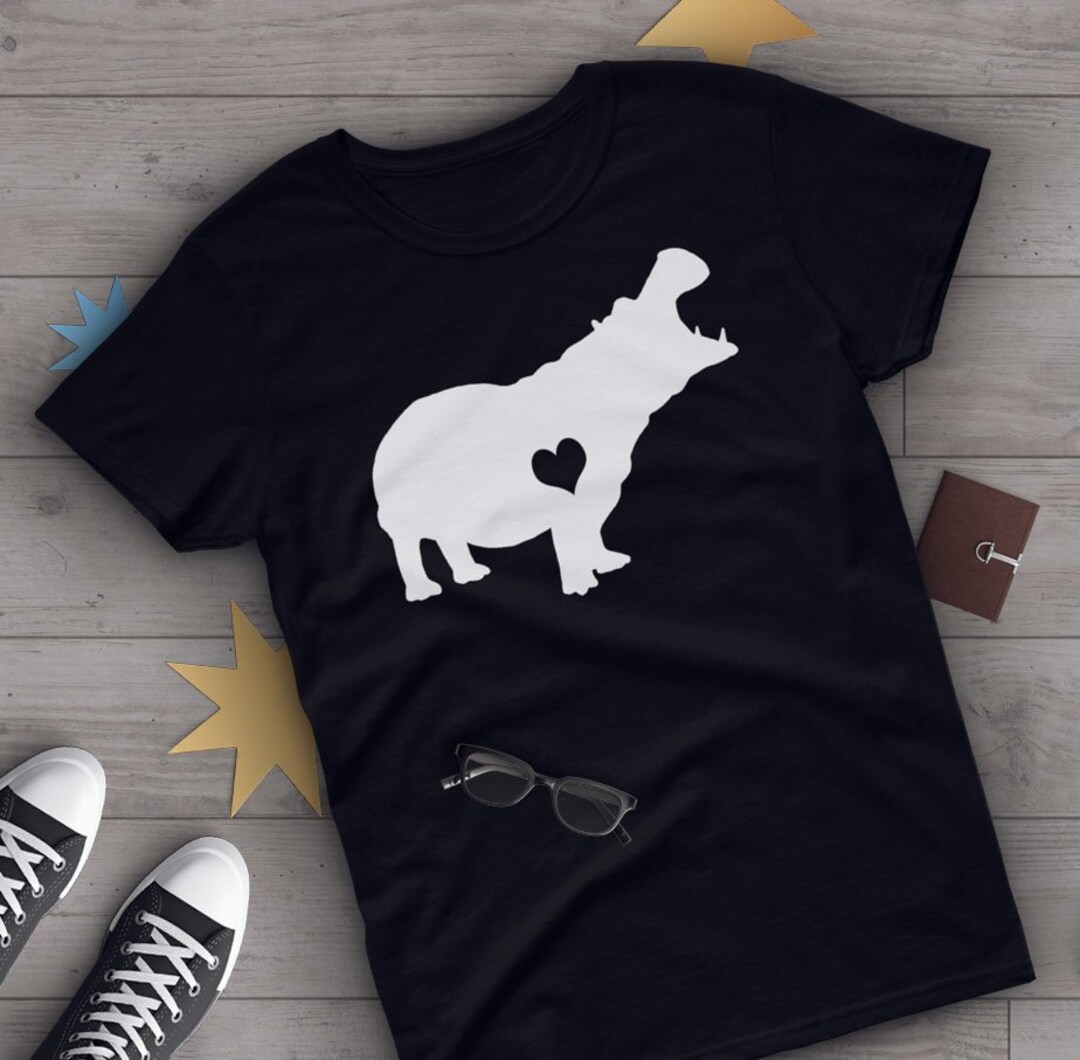 Hippo Shirt, Women Men, Hippopotamus Lover Gift, Cute Hippo T-shirt ...