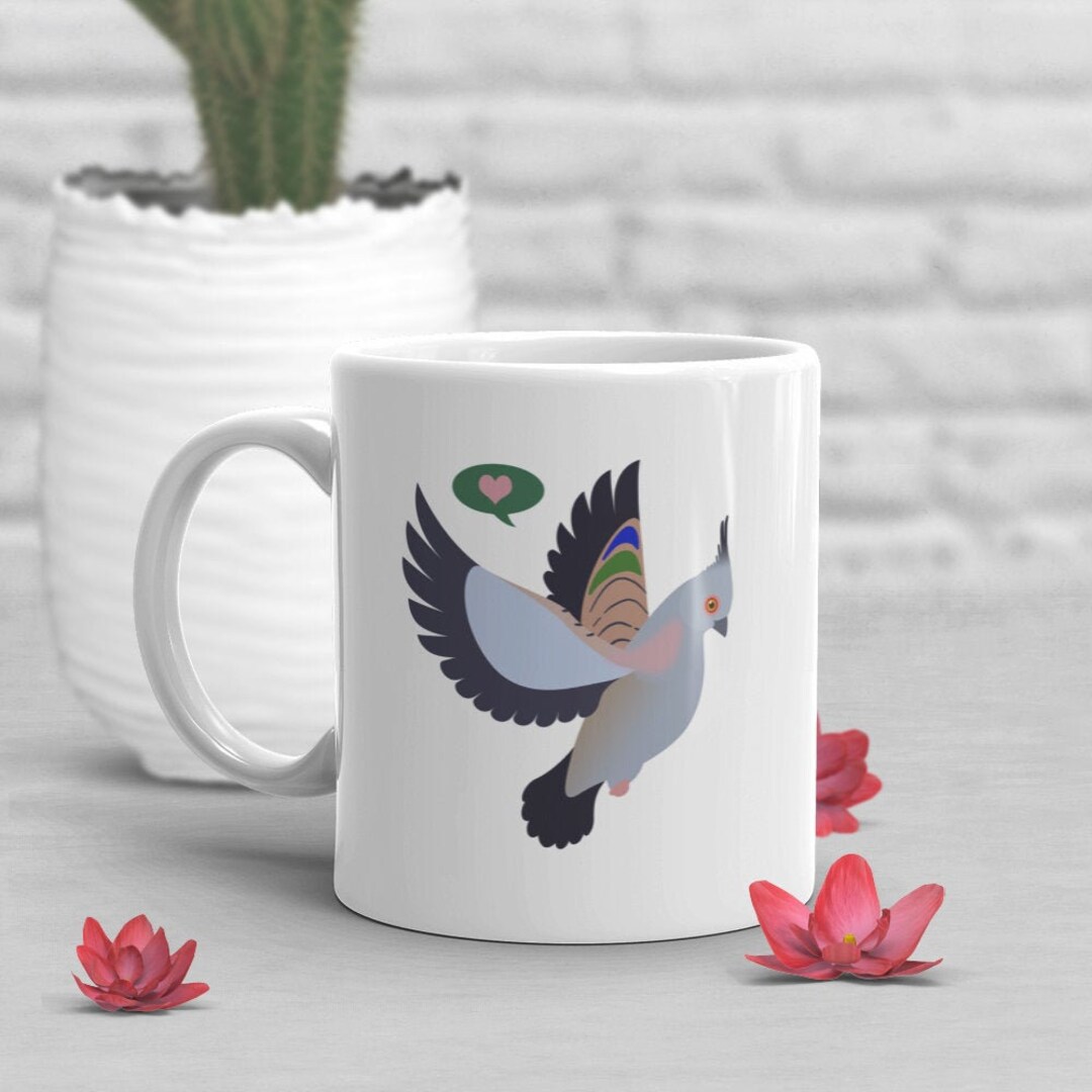 Crested Pigeon Coffee Mug, Bird Lover Gift, Cute Dove Cup, Pet Mug ...